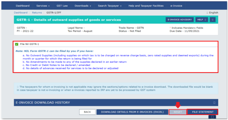 GSTN introduces Single Click NIL filing of GSTR-1 » Edueasify